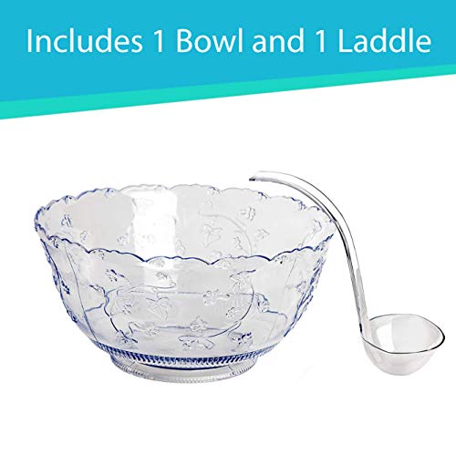 Premium Quality Plastic Punch Bowl With Ladle - Large 2 Gallon Bowl With 5 oz Ladle by Upper Midland Products