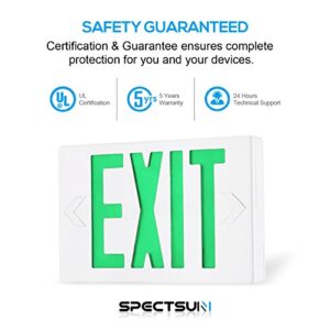 SPECTSUN Led Exit Sign with Battery Backup, Green Exit Light Combo&Double Sided Exit Sign - 1 Pack, Exit Combo Light/Illuminating Exit Sign Led/Exit Alarm/Fire Exit Sign Light/Lighted Exit Sign