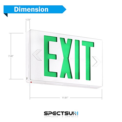 SPECTSUN Led Exit Sign with Battery Backup, Green Exit Light Combo&Double Sided Exit Sign - 1 Pack, Exit Combo Light/Illuminating Exit Sign Led/Exit Alarm/Fire Exit Sign Light/Lighted Exit Sign