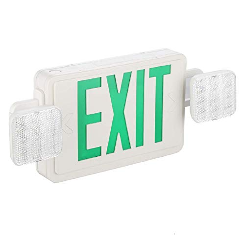 SPECTSUN Exit Sign with Emergency Light, Green Emergency Exit Lights with Battery Backup - 1 Pack, Exit Emergency Light Combo/Exit Sign with Emergency Light/Emergency Exit Light/Emergency Led Light