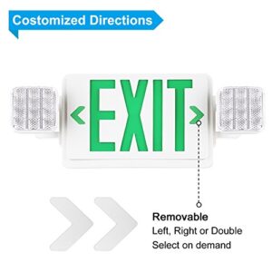 SPECTSUN Exit Sign with Emergency Light, Green Emergency Exit Lights with Battery Backup - 1 Pack, Exit Emergency Light Combo/Exit Sign with Emergency Light/Emergency Exit Light/Emergency Led Light