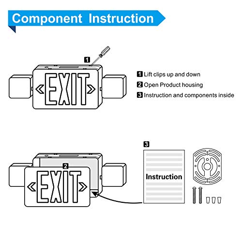 SPECTSUN Exit Sign with Emergency Light, Green Emergency Exit Lights with Battery Backup - 1 Pack, Exit Emergency Light Combo/Exit Sign with Emergency Light/Emergency Exit Light/Emergency Led Light