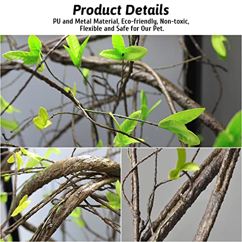 4Pcs Flexible Bend-A-Branch Jungle Vines Terrarium Leaves Lizard Gecko Habitat Tank Decor for Frogs, Snakes and More Reptiles