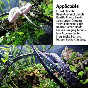 4Pcs Flexible Bend-A-Branch Jungle Vines Terrarium Leaves Lizard Gecko Habitat Tank Decor for Frogs, Snakes and More Reptiles