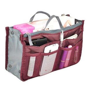 travel insert handbag organiser purse nylon handbag insert comestic gadget large liner organizer tidy bag wine red for women by thebigthumb