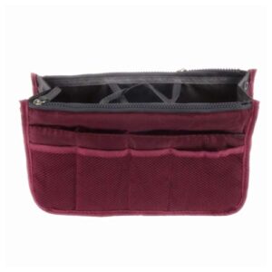 Travel Insert Handbag Organiser Purse Nylon Handbag Insert Comestic Gadget Large Liner Organizer Tidy Bag Wine Red for Women by TheBigThumb