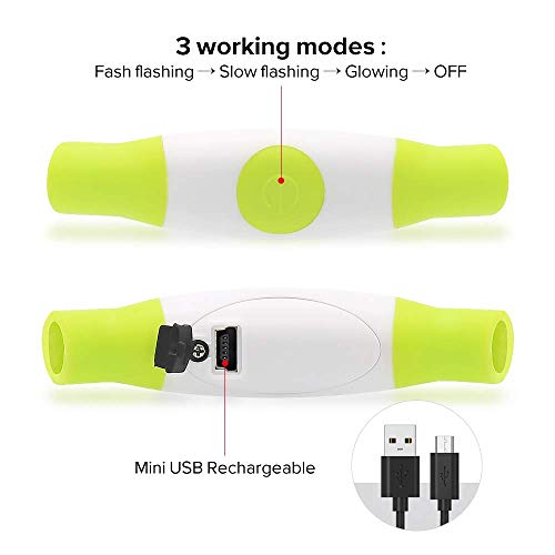 BSEEN Light Up Dog Collars - Glowing LED Dog Collar, TPU Cuttable Lighted Puppy Collar, Rechargeable Dog Walking Light for Small Medium Large Dogs (Green)