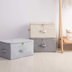 iwill CREATE PRO Folding Storage Box with Zip Lid and Handles, Storage Basket With Linen Fabric, Closet Shelf Drawers,Dark Gray, 2 pcs