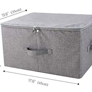 iwill CREATE PRO Folding Storage Box with Zip Lid and Handles, Storage Basket With Linen Fabric, Closet Shelf Drawers,Dark Gray, 2 pcs