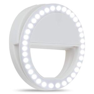 selfie ring light,hongdayi clip-on selfie light for phone camera 3-level brightness small mini led ring light for phone,laptop,computer,tiktok,photography,video,makeup (white)