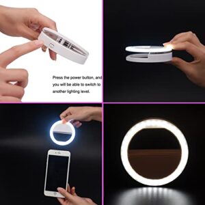 Selfie Ring Light,HONGDAYI Clip-on Selfie Light for Phone Camera 3-Level Brightness Small Mini LED Ring Light for Phone,Laptop,Computer,Tiktok,Photography,Video,Makeup (White)