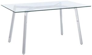 christopher knight home zavier tempered glass dining table, clear / chrome