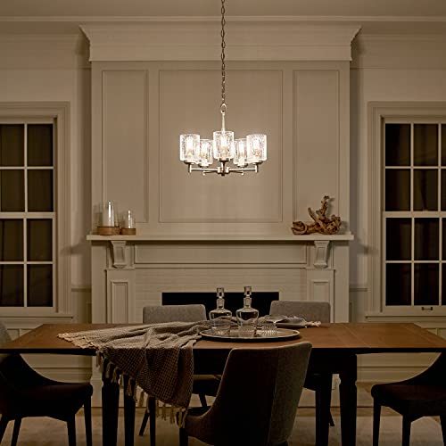 Kichler Winslow 19.75" Chandelier in Brushed Nickel, 5-Light Chandelier for Dining Room, Living Room, or Bedroom, Clear Seeded Glass, (19.75" W x 16" H), 44030NI