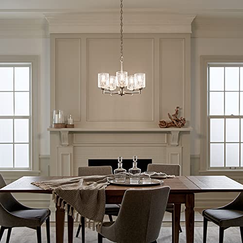 Kichler Winslow 19.75" Chandelier in Brushed Nickel, 5-Light Chandelier for Dining Room, Living Room, or Bedroom, Clear Seeded Glass, (19.75" W x 16" H), 44030NI