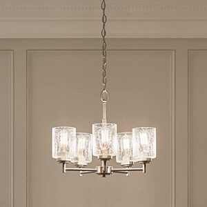 Kichler Winslow 19.75" Chandelier in Brushed Nickel, 5-Light Chandelier for Dining Room, Living Room, or Bedroom, Clear Seeded Glass, (19.75" W x 16" H), 44030NI