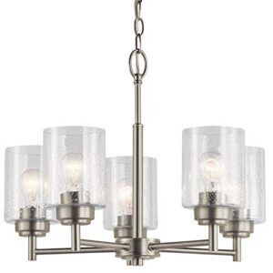 Kichler Winslow 19.75" Chandelier in Brushed Nickel, 5-Light Chandelier for Dining Room, Living Room, or Bedroom, Clear Seeded Glass, (19.75" W x 16" H), 44030NI