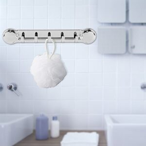 Fdit Powerful Vacuum Suction Cup Towel Holder Wall Mount Coat Bath Towel Hook Hanger Rail Bar with 5 Hooks for Towels Robes Clothing