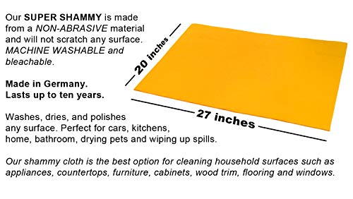 The Original Cleaning Shammy 6-Pack, 20" X 27", X-LARGE, Multi-Purpose, Super Absorbent Cleaning Cloth, 100% Rayon, Made In Germany, For Washing, Waxing, Buffing, Kitchen Use and More!