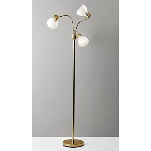 Adesso 3566-04 Presley 3-Arm Floor Lamp, 69 in., 3 X 40W Incandescent/ 13W CFL, Shiny Gold, 1 Indoor Lighting