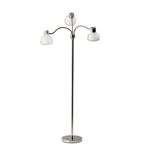 adesso 3566-09 presley 3-arm floor lamp, 69 in, 3 x 40w incandescent/ 13w cfl, polished nickel, 1 indoor lighting