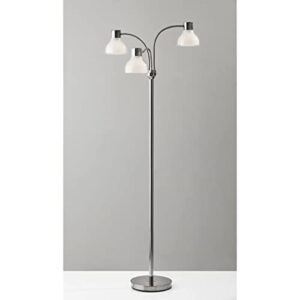 Adesso 3566-09 Presley 3-Arm Floor Lamp, 69 in, 3 X 40W Incandescent/ 13W CFL, Polished Nickel, 1 Indoor Lighting