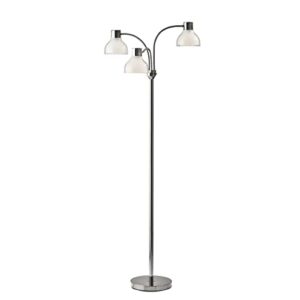 Adesso 3566-09 Presley 3-Arm Floor Lamp, 69 in, 3 X 40W Incandescent/ 13W CFL, Polished Nickel, 1 Indoor Lighting