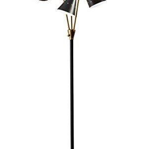 Adesso 3249-01 Floor-Lamps, Black/Antique Brass