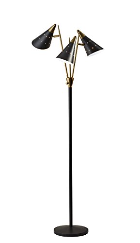 Adesso 3249-01 Floor-Lamps, Black/Antique Brass