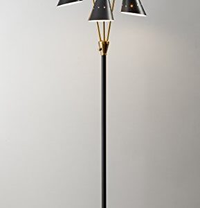 Adesso 3249-01 Floor-Lamps, Black/Antique Brass