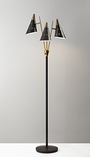 Adesso 3249-01 Floor-Lamps, Black/Antique Brass