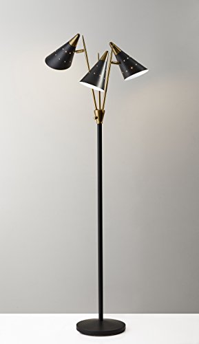 Adesso 3249-01 Floor-Lamps, Black/Antique Brass