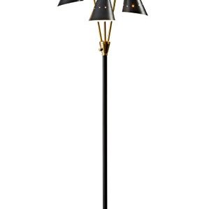 Adesso 3249-01 Floor-Lamps, Black/Antique Brass