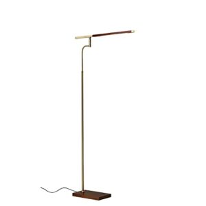 adesso home 3047-15 transitional led floor lamp from barrett collection, 18.00 inches, walnut finished ash wood w. antique brass accents