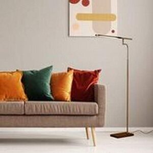 Adesso Home 3047-15 Transitional LED Floor Lamp from Barrett Collection, 18.00 inches, Walnut Finished Ash Wood W. Antique Brass Accents