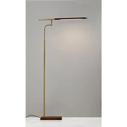 Adesso Home 3047-15 Transitional LED Floor Lamp from Barrett Collection, 18.00 inches, Walnut Finished Ash Wood W. Antique Brass Accents