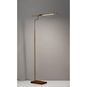 Adesso Home 3047-15 Transitional LED Floor Lamp from Barrett Collection, 18.00 inches, Walnut Finished Ash Wood W. Antique Brass Accents