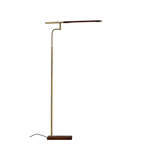 Adesso Home 3047-15 Transitional LED Floor Lamp from Barrett Collection, 18.00 inches, Walnut Finished Ash Wood W. Antique Brass Accents