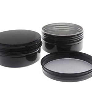 3 oz.Tins Black Aluminum Metal Tin Round Screw Top Lid Containers Jars Metal Storage Tin Jars Aluminum Tin Cans Travel Storage Tins,for Lip Balm DIY Cosmetics Salves, 3oz./3 Ounce/90 ML,10 Pack