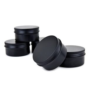 3 oz.Tins Black Aluminum Metal Tin Round Screw Top Lid Containers Jars Metal Storage Tin Jars Aluminum Tin Cans Travel Storage Tins,for Lip Balm DIY Cosmetics Salves, 3oz./3 Ounce/90 ML,10 Pack