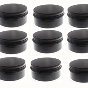 3 oz.Tins Black Aluminum Metal Tin Round Screw Top Lid Containers Jars Metal Storage Tin Jars Aluminum Tin Cans Travel Storage Tins,for Lip Balm DIY Cosmetics Salves, 3oz./3 Ounce/90 ML,10 Pack