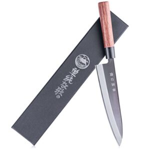 Traditional Japanese Professional Gyuto Kitchen Chefs Knife – Premium 8-inch High Carbon Stainless Steel Gyuto Sushi Knife with High Corrosion Resistance in a Single Bevel Chisel Edge Grind