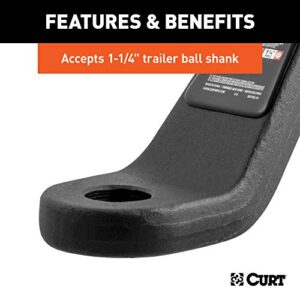 CURT 45430 Industrial Duty Forged Trailer Hitch Ball Mount, Fits 3-Inch Receiver, 21,000 lbs, 1-1/4-Inch Hole, 4-Inch Drop, 2-Inch Rise, CARBIDE BLACK POWDER COAT