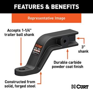 CURT 45431 Industrial Duty Forged Trailer Hitch Ball Mount, Fits 3-Inch Receiver, 21,000 lbs, 1-1/4-Inch Hole, 6-Inch Drop, 4-Inch Rise