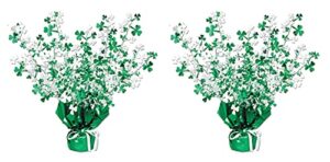 beistle shamrock centerpiece, 15", green/white