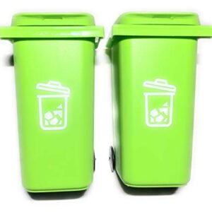 Desk Top Mini Plastic Trash Can Small Waste Bin with Lid, Set of 2