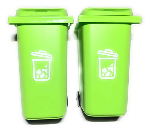 Desk Top Mini Plastic Trash Can Small Waste Bin with Lid, Set of 2