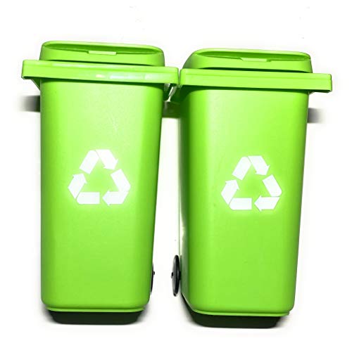 Desk Top Mini Plastic Trash Can Small Waste Bin with Lid, Set of 2