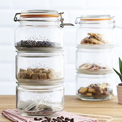 Kilner Stackable Storage Jar Set, 17.5 x 17.5 x 32 cm