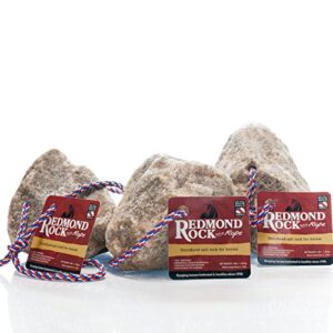 redmond - rock on a rope unrefined salt rock for horses 3 to 5 lbs (3 pack)