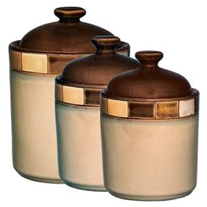 gibson elite canister container jar, 3 piece set, brown multi